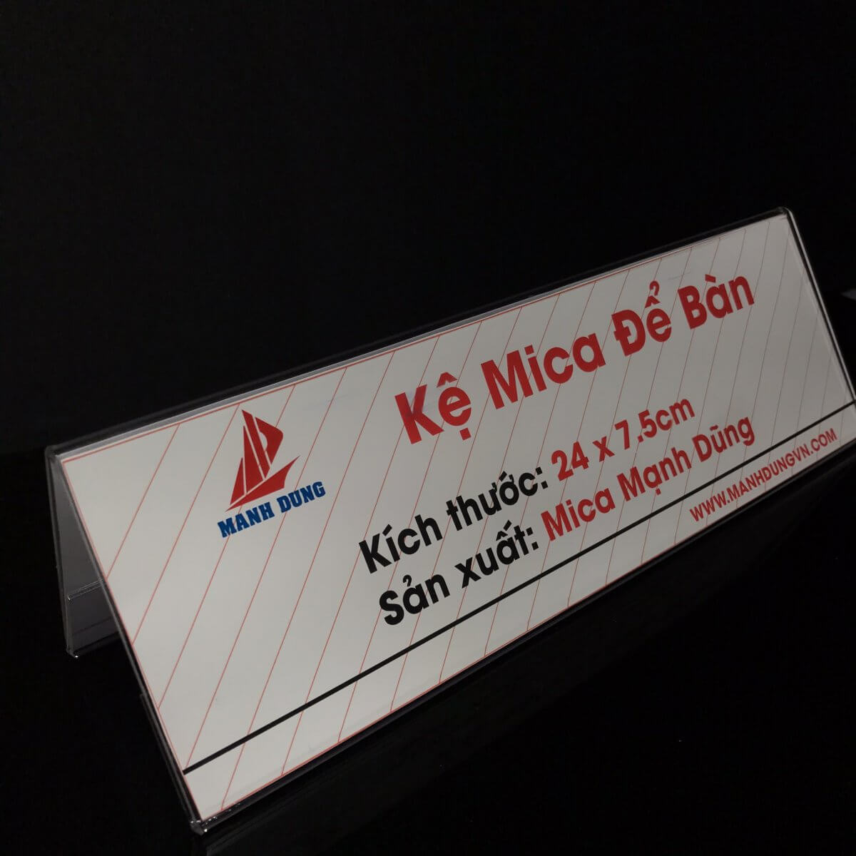 Bảng tên mica để bàn 02 mặt chữ V 240 x 75mm