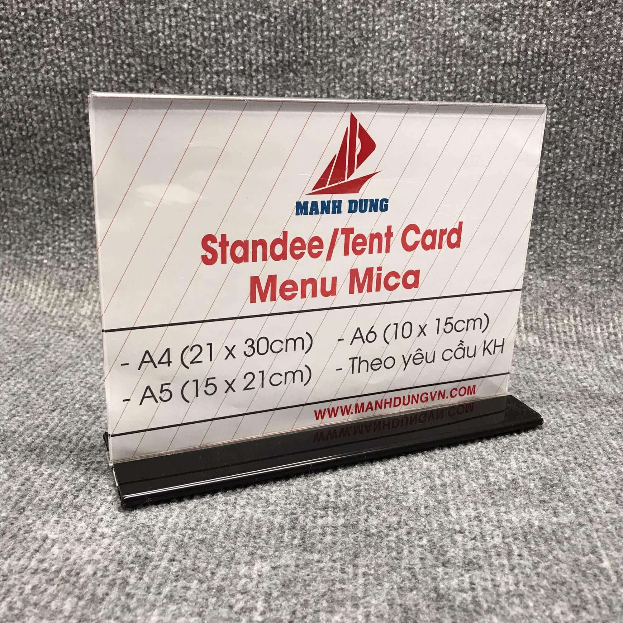 Menu Mica A4 Chữ T, Kiểu ngang, Chân đế lùa KT: 30 x 21cm - Xưởng sản ...